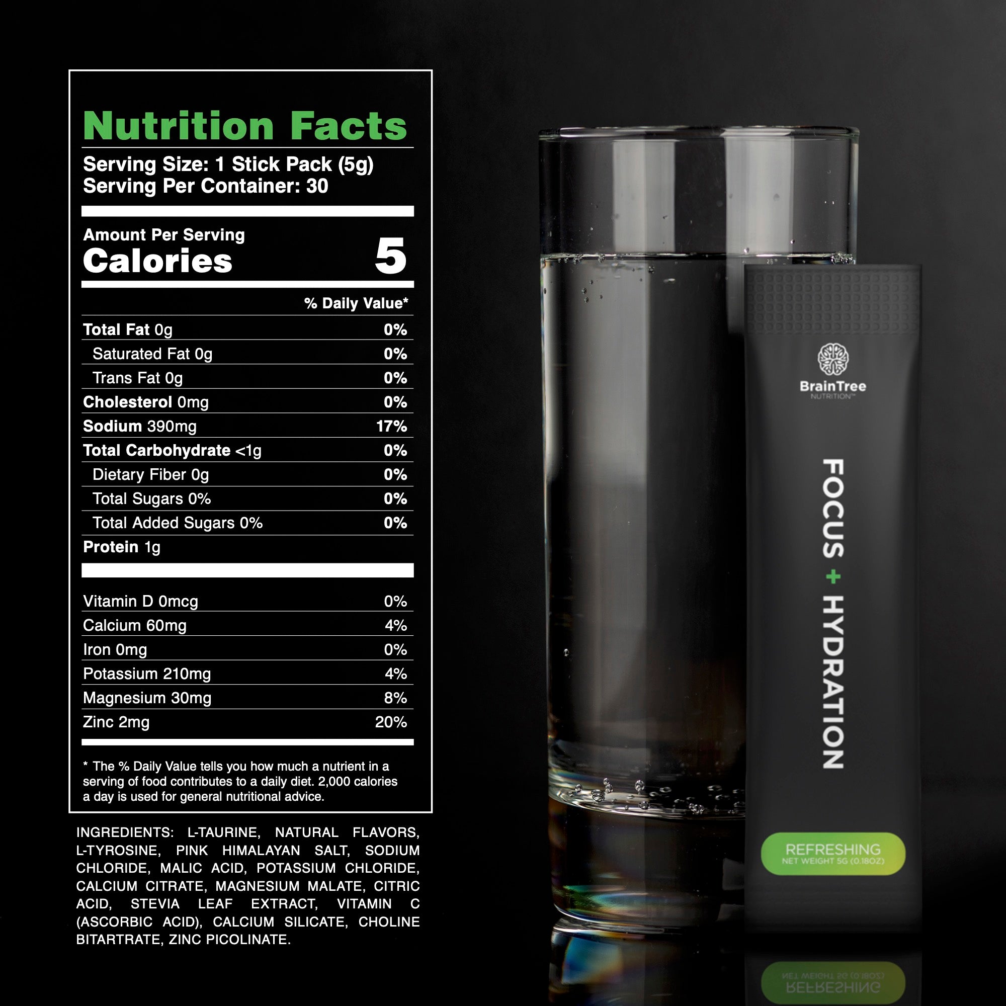 BrainTree Nutrition Focus + Hydration | Brain Performance Drink Mix